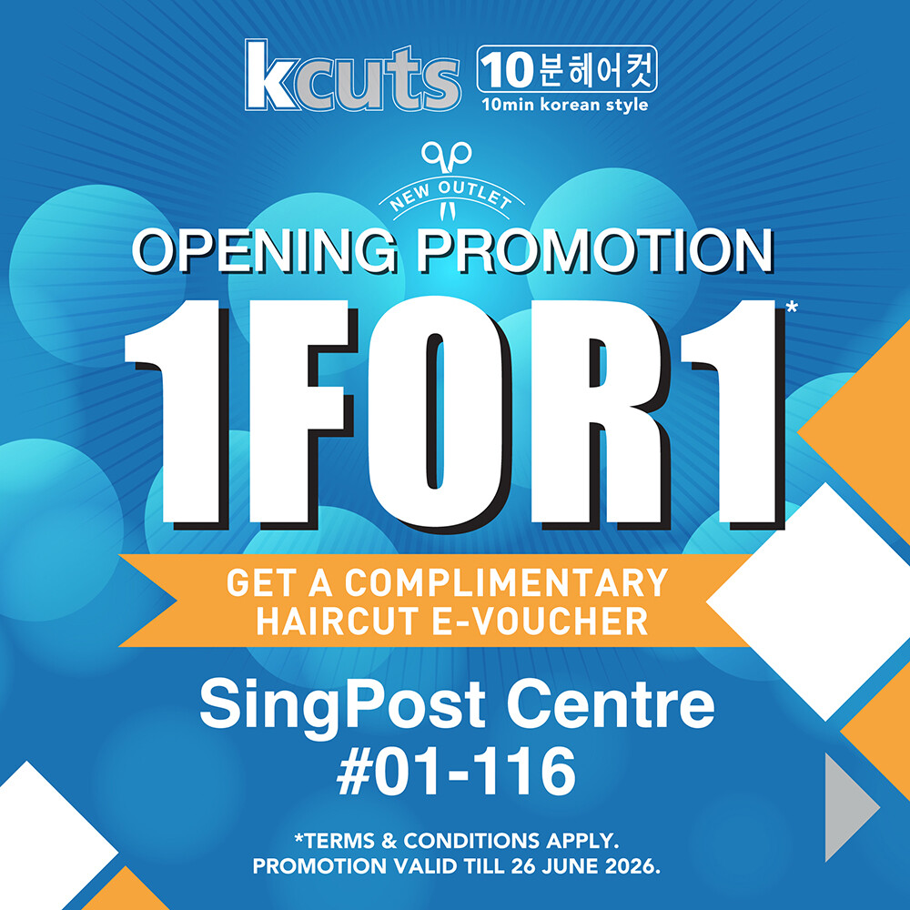 kcuts 1-for-1 Haircut SingPost Centre June 2026 Deal